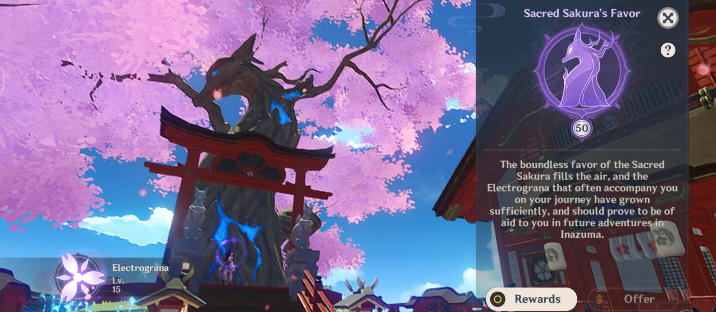 Sacred Sakura's Favor Level 50 Genshin Impact | HoYoLAB