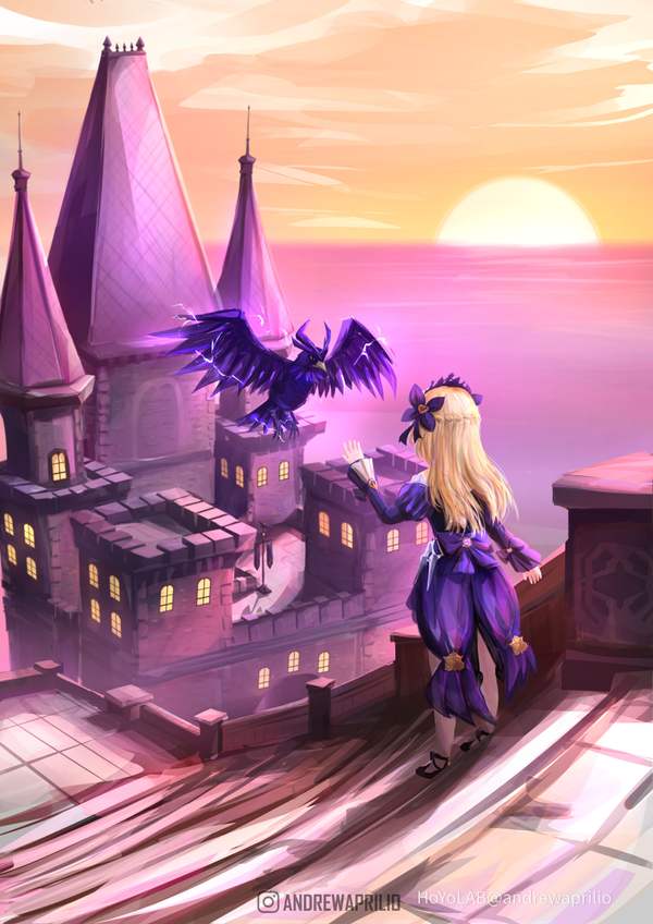 Fischl with Oz in their castle :) Genshin Impact | HoYoLAB