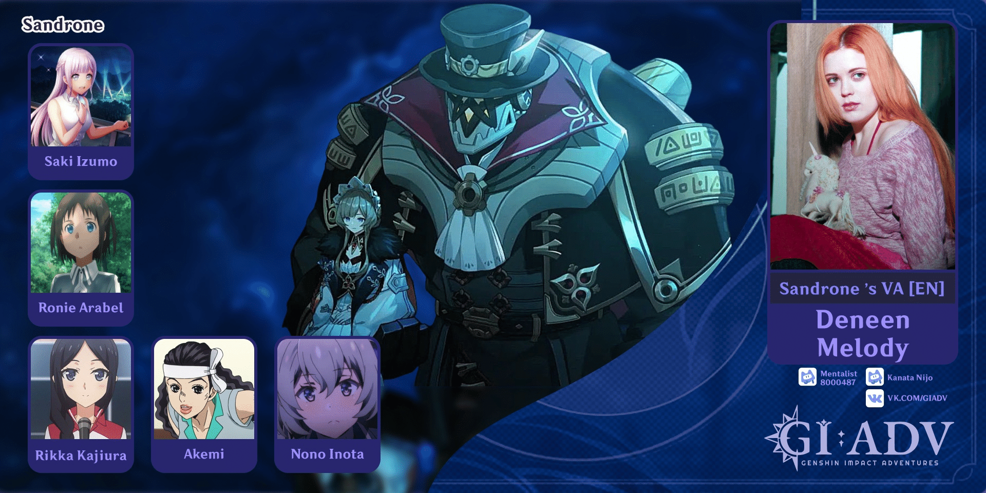 Voice actor | Sandrone | English version Genshin Impact | HoYoLAB