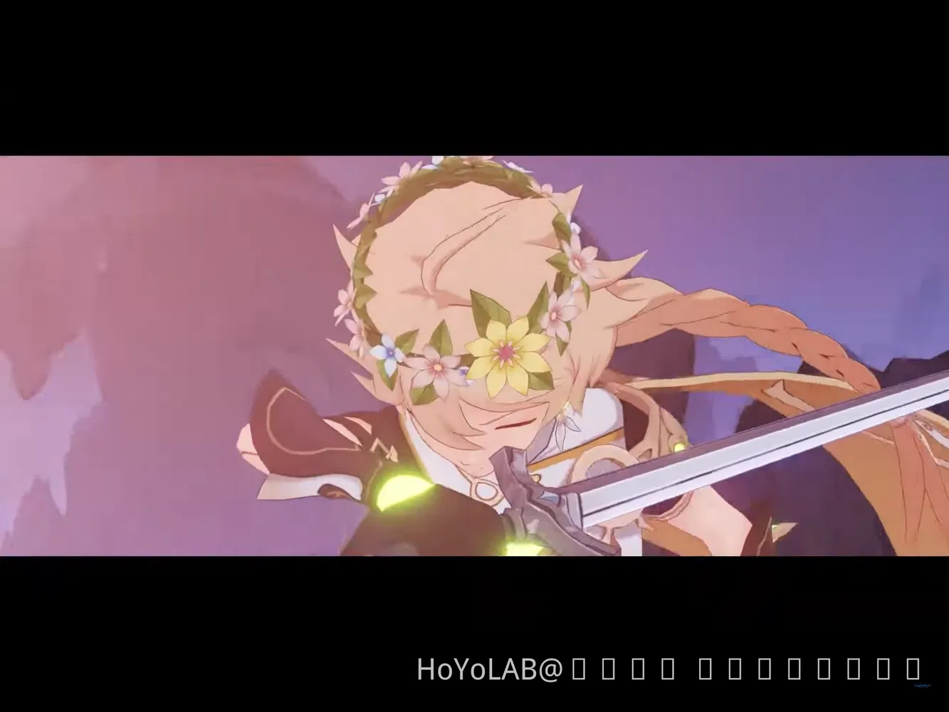 Aether wearing a flower crown