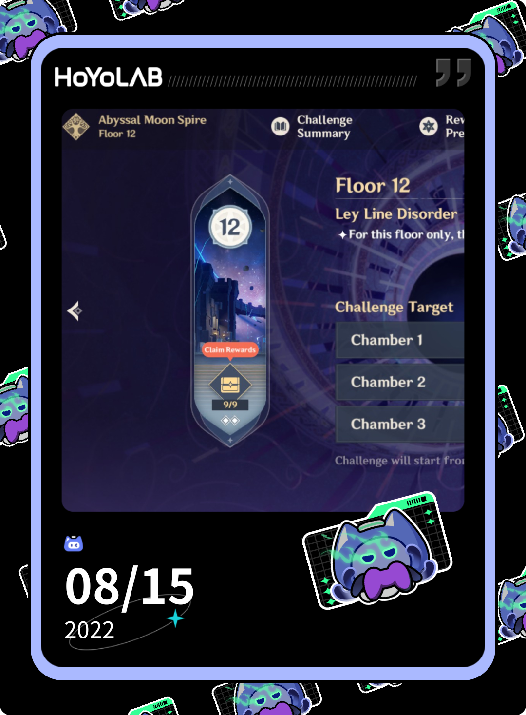 Game Diary - 08/15/22 - 36 starred Abyss and beat flr 12 | HoYoLAB