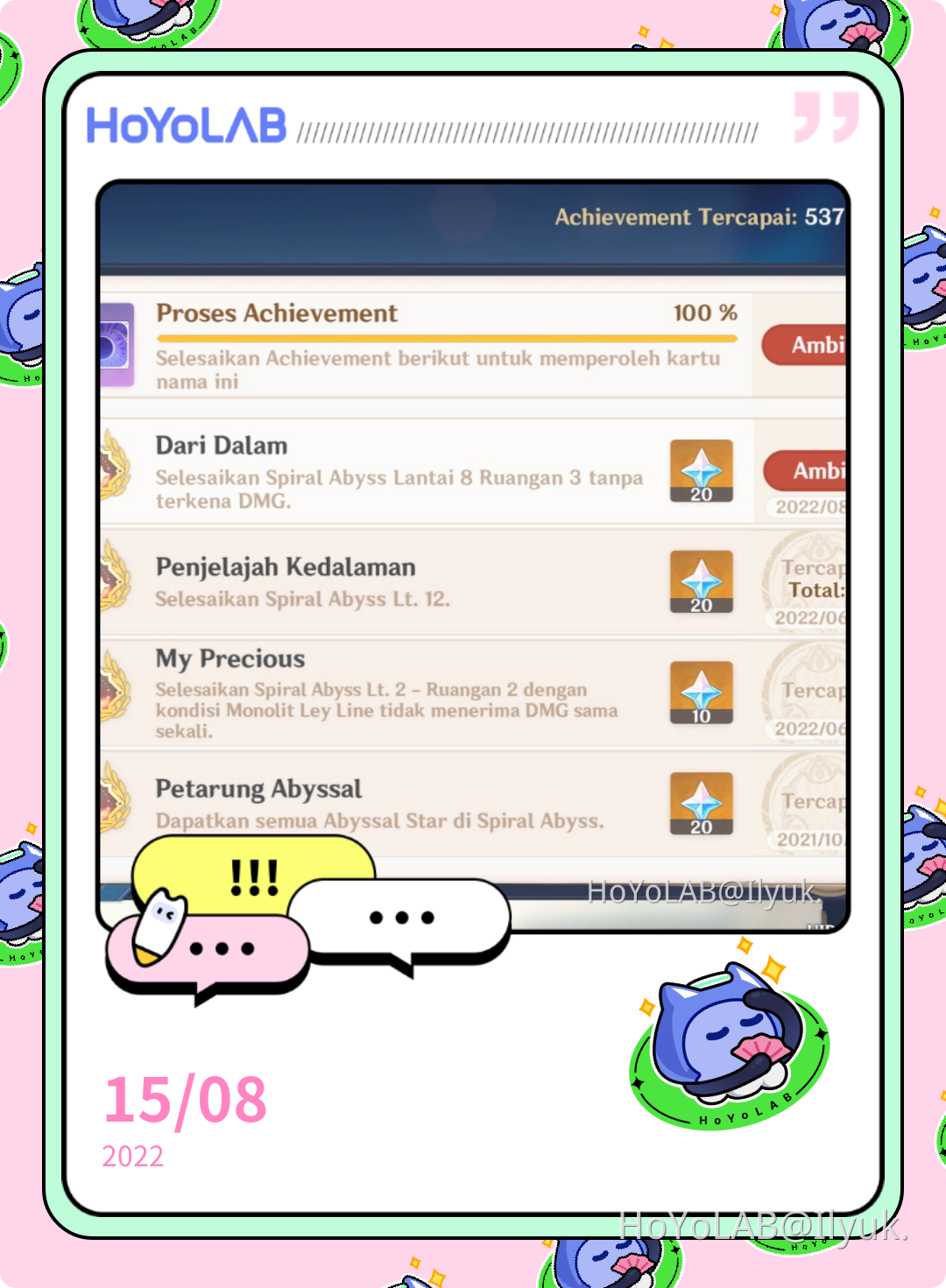 Diari Game 15 Agustus 2022 -# Museum Achievement Milikku Genshin Impact | HoYoLAB