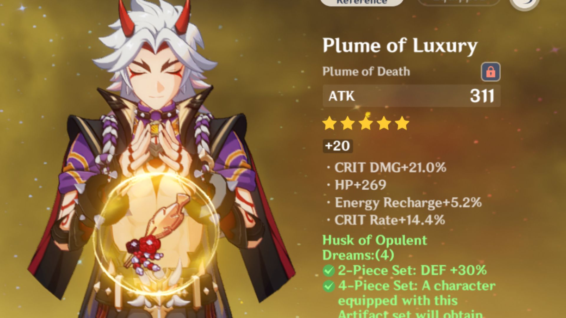 50CV on his Feather Mod Check Genshin Impact | HoYoLAB