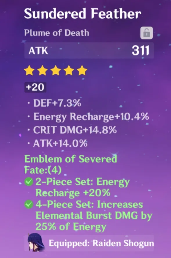 Raiden shogun’s standard stats Genshin Impact | HoYoLAB