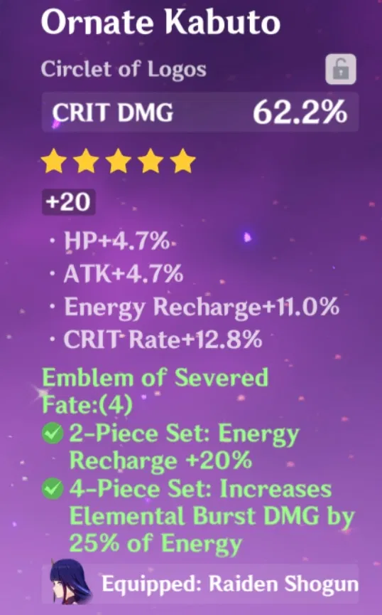 Raiden shogun’s standard stats Genshin Impact | HoYoLAB