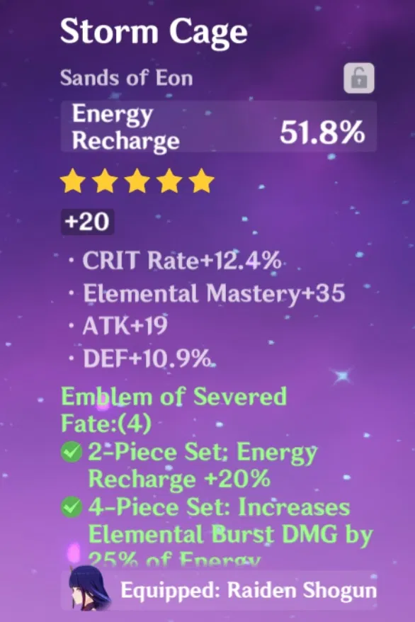 Raiden shogun’s standard stats Genshin Impact | HoYoLAB