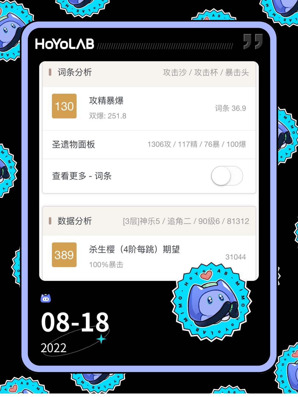 08-18 日记 - # 我的角色养成日记 | HoYoLAB