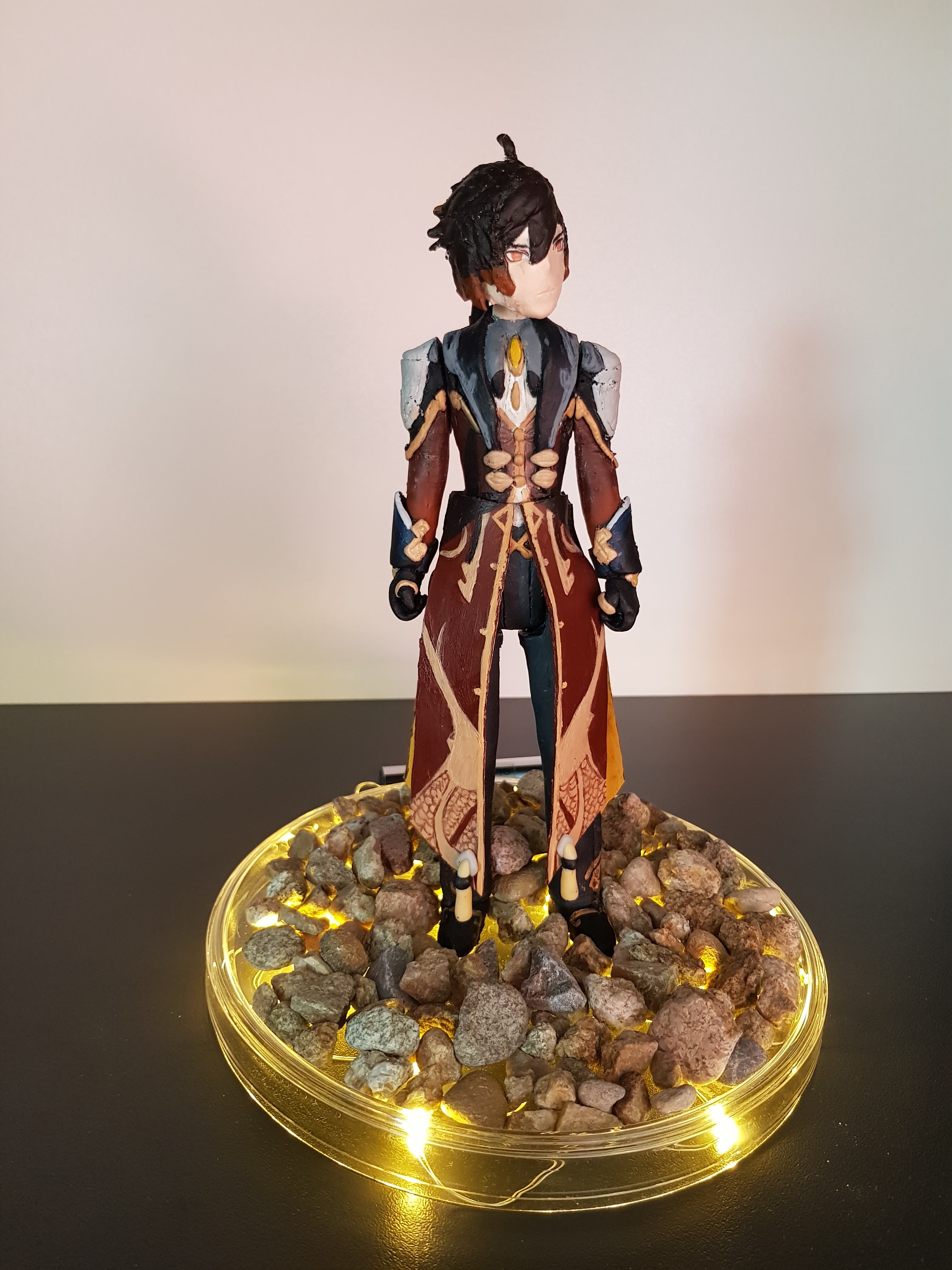 Hand-made Zhongli statue with a light-up LED stand. | Genshin Impact ...