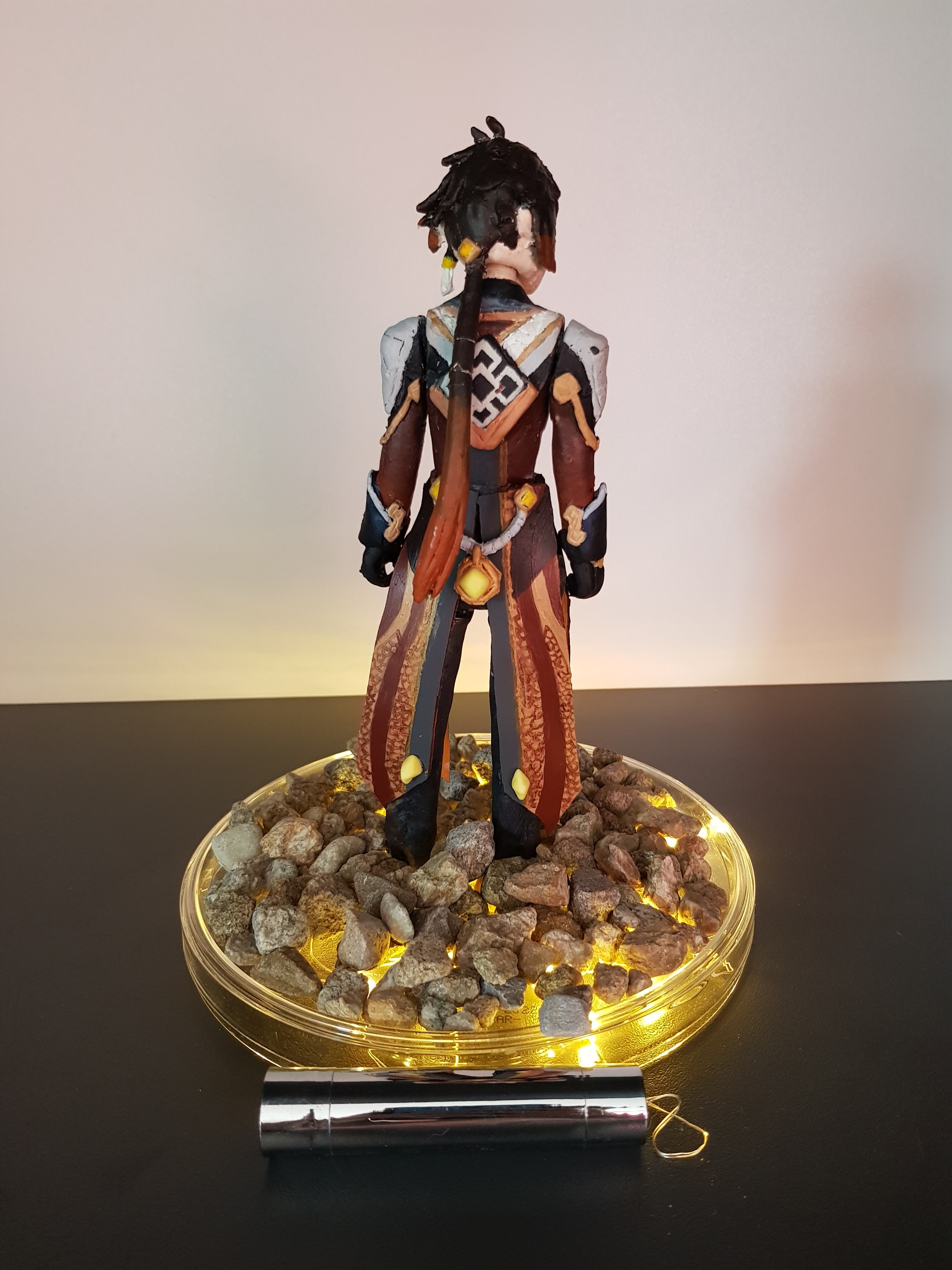 Hand-made Zhongli statue with a light-up LED stand. | Genshin Impact ...