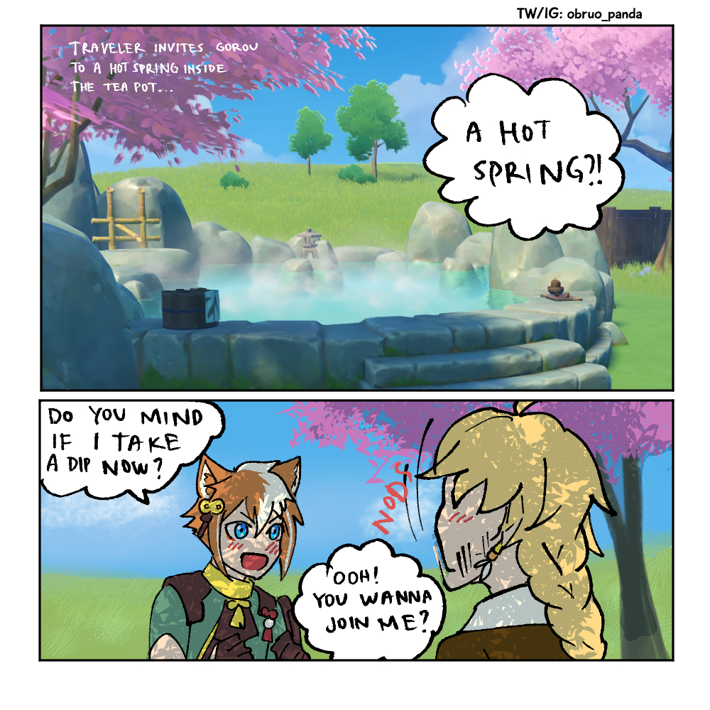 Hot Spring with Gorou and uninvited guest Genshin Impact | HoYoLAB