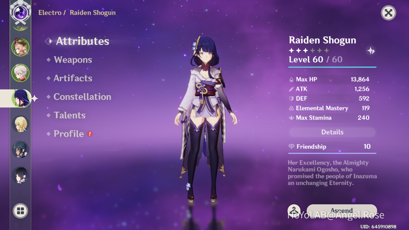 Congrats Raiden on being my second friendship lvl 10 character! Genshin ...