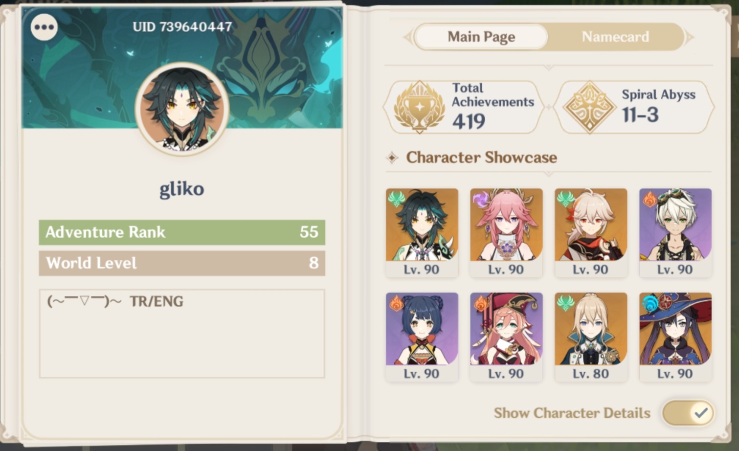 my profile Genshin Impact | HoYoLAB