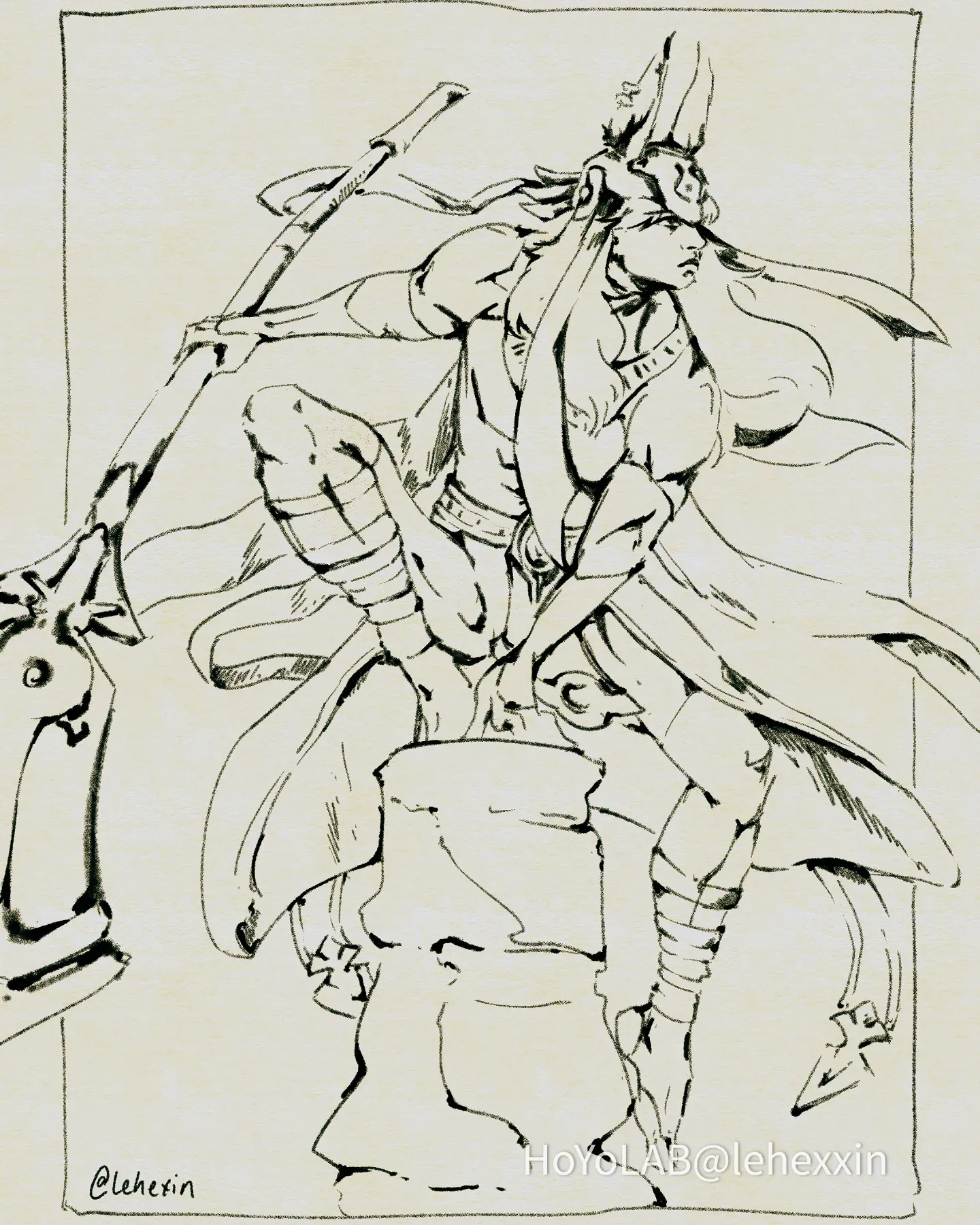 cyno lineart Genshin Impact | HoYoLAB