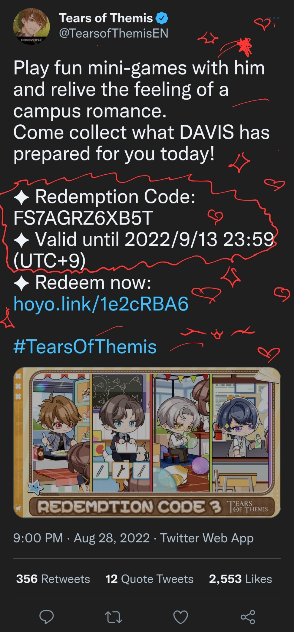 ToT Redemption Code~♤ (pt. 3) | Tears of Themis | HoYoLAB