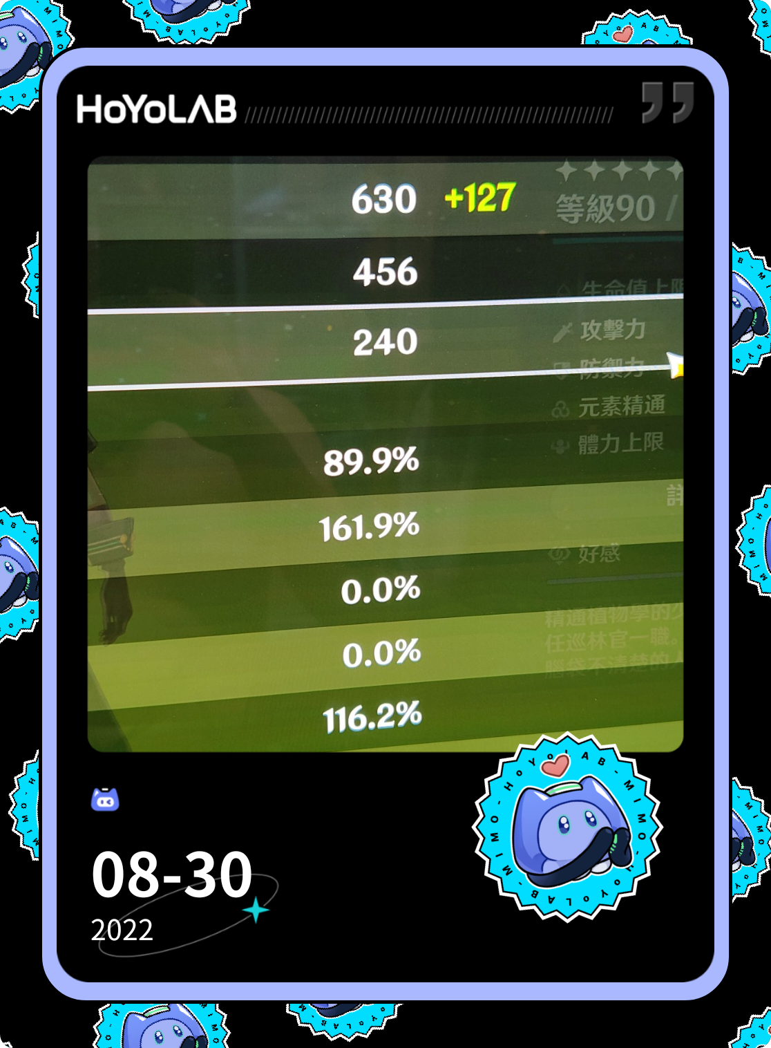 08-30 日記 -# 我的角色養成日記 | HoYoLAB