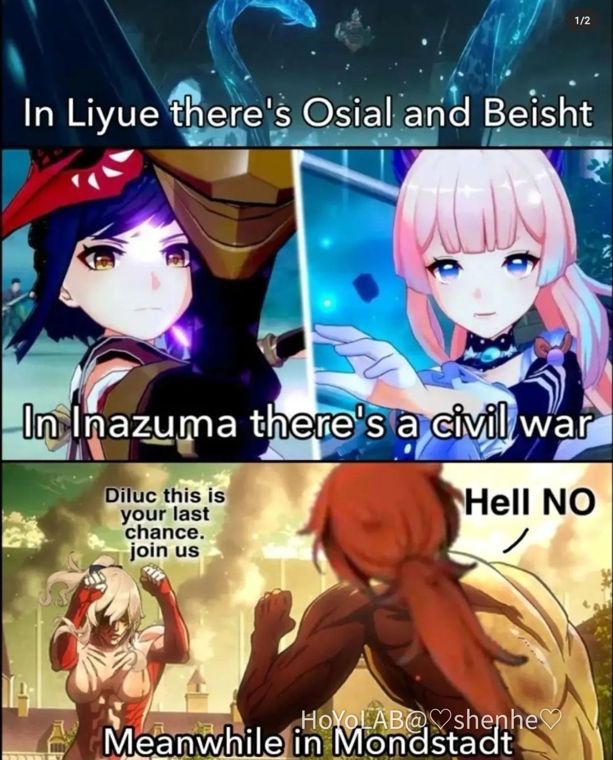 Diluc and Jean is funny ahahaha Genshin Impact | HoYoLAB