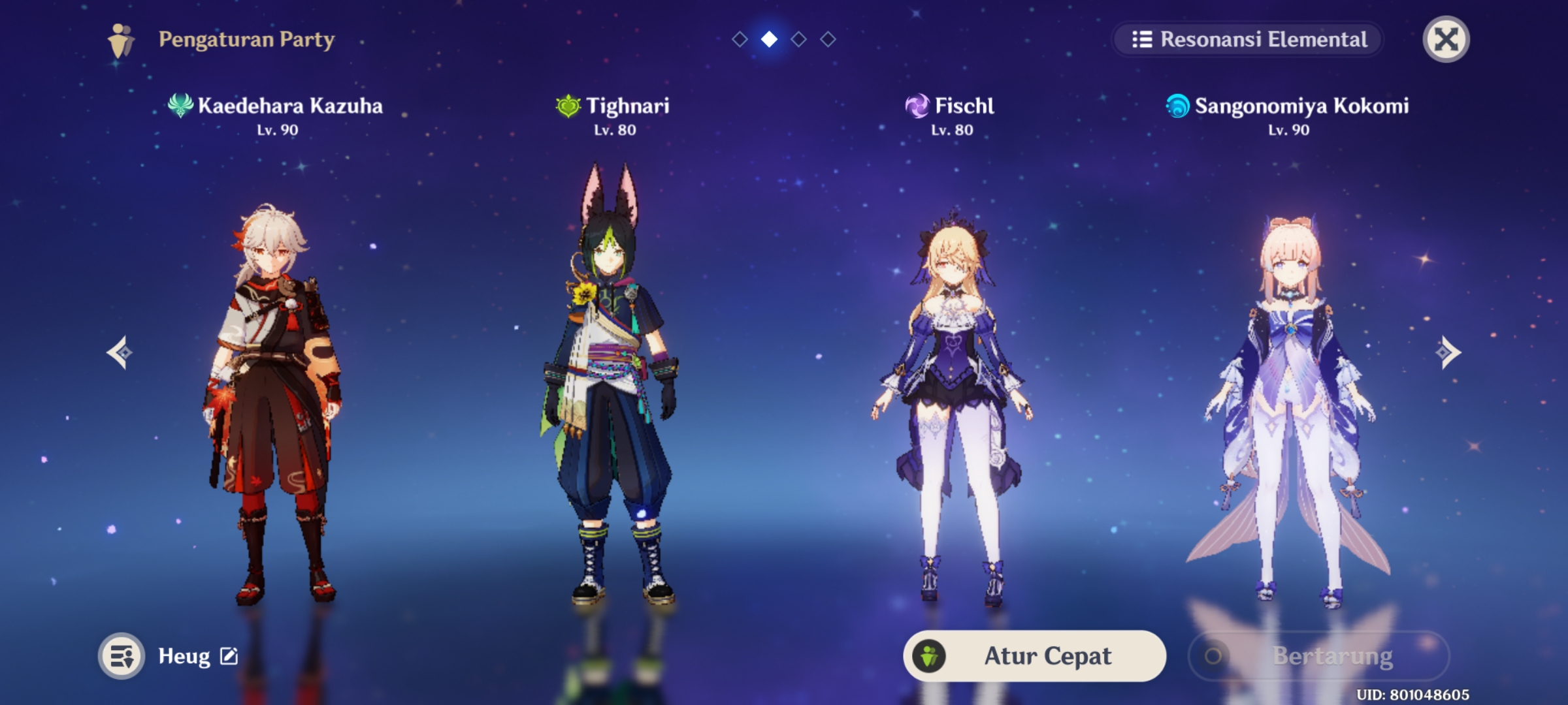 Daily team tighnari kazuha fischl kokomi slayy Genshin Impact | HoYoLAB