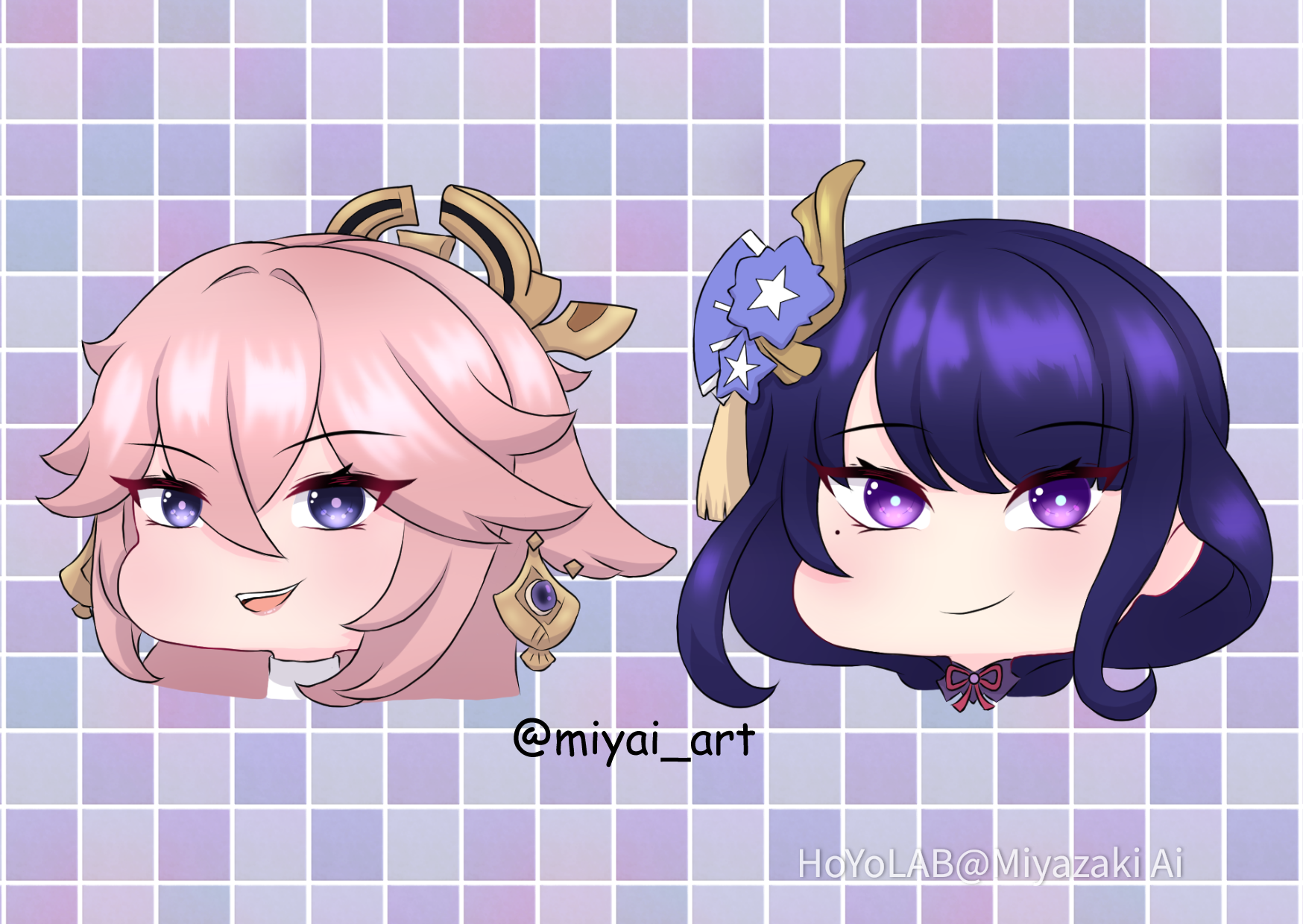 Ei x Miko stickers Genshin Impact | HoYoLAB