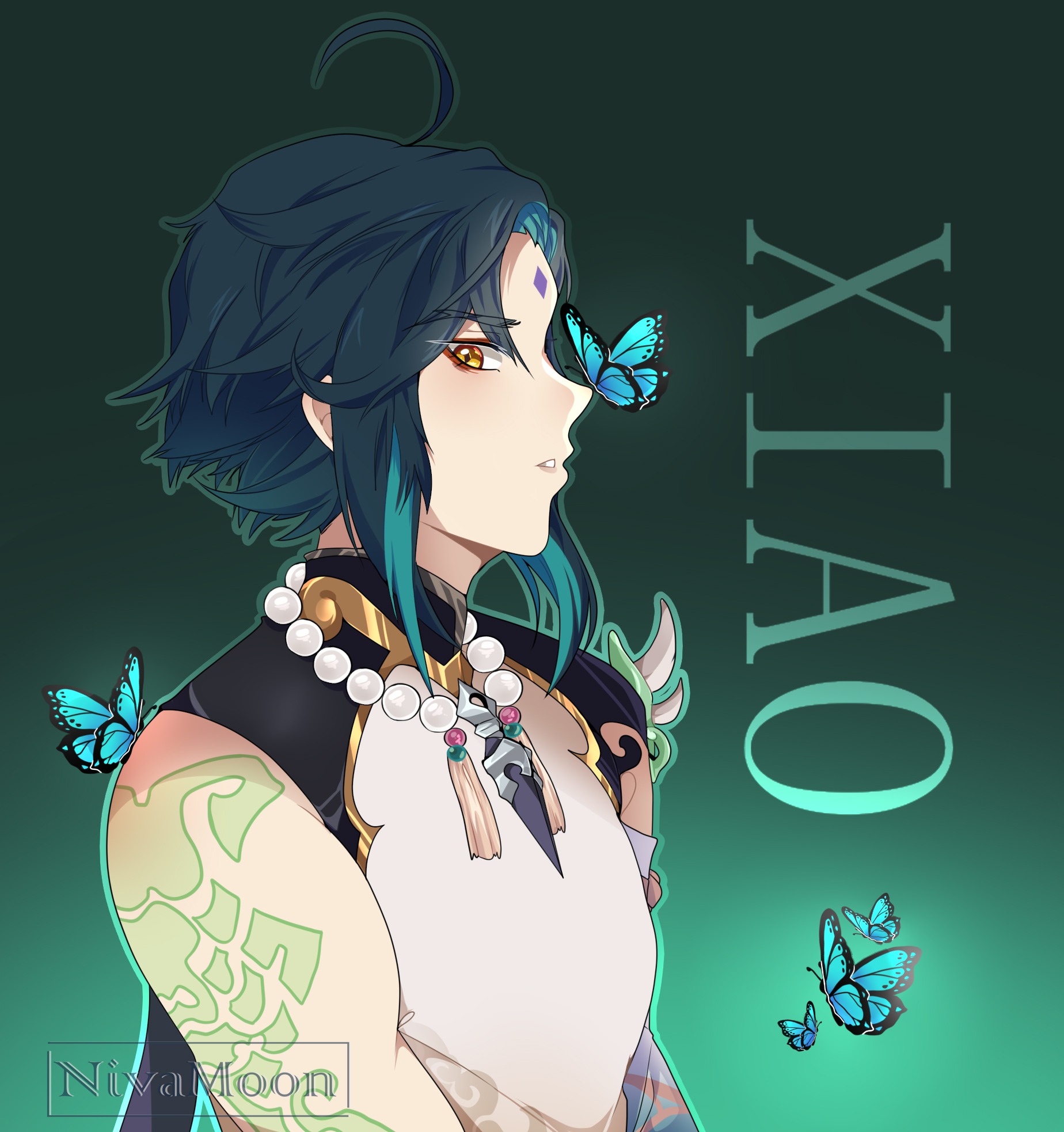 Xiao and the butterflies Genshin Impact | HoYoLAB
