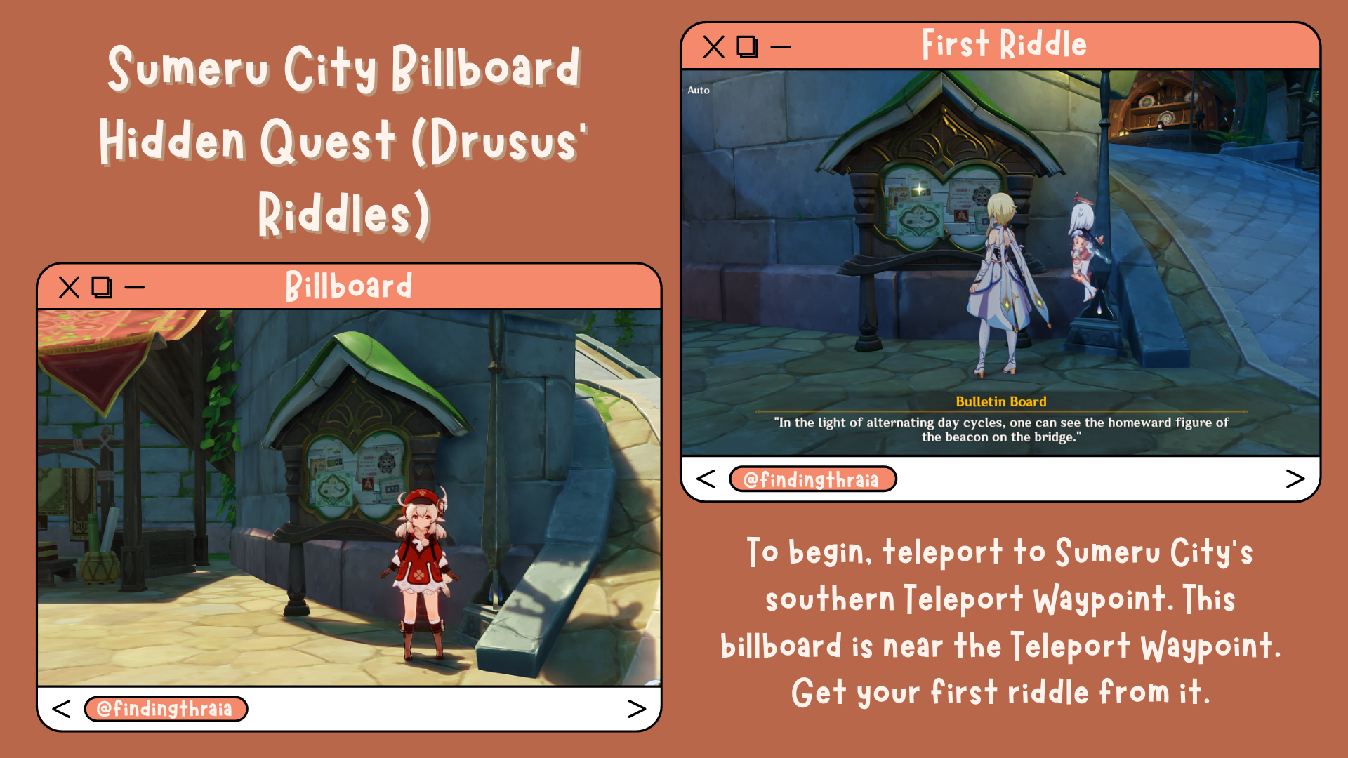 Sumeru City Billboard Hidden Quest (Drusus' Riddles) Genshin Impact ...