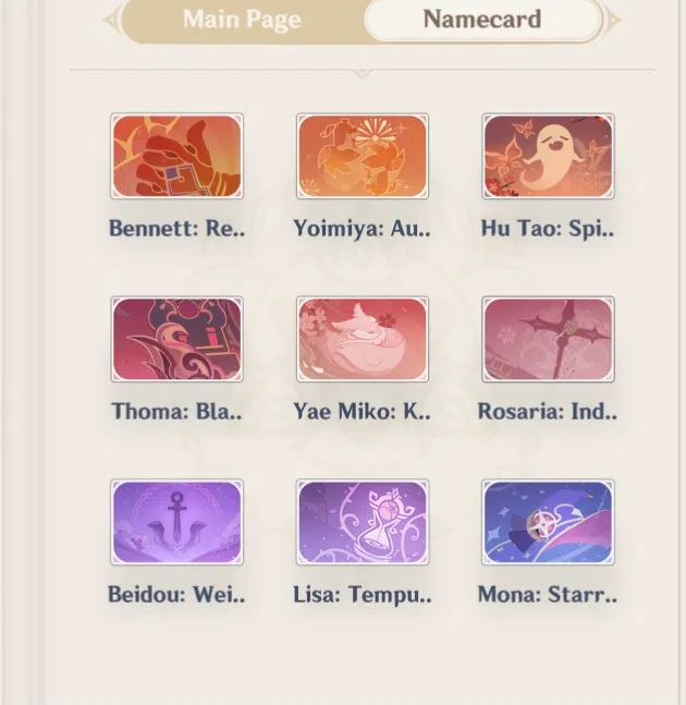 Profile namecard aesthetic Genshin Impact | HoYoLAB