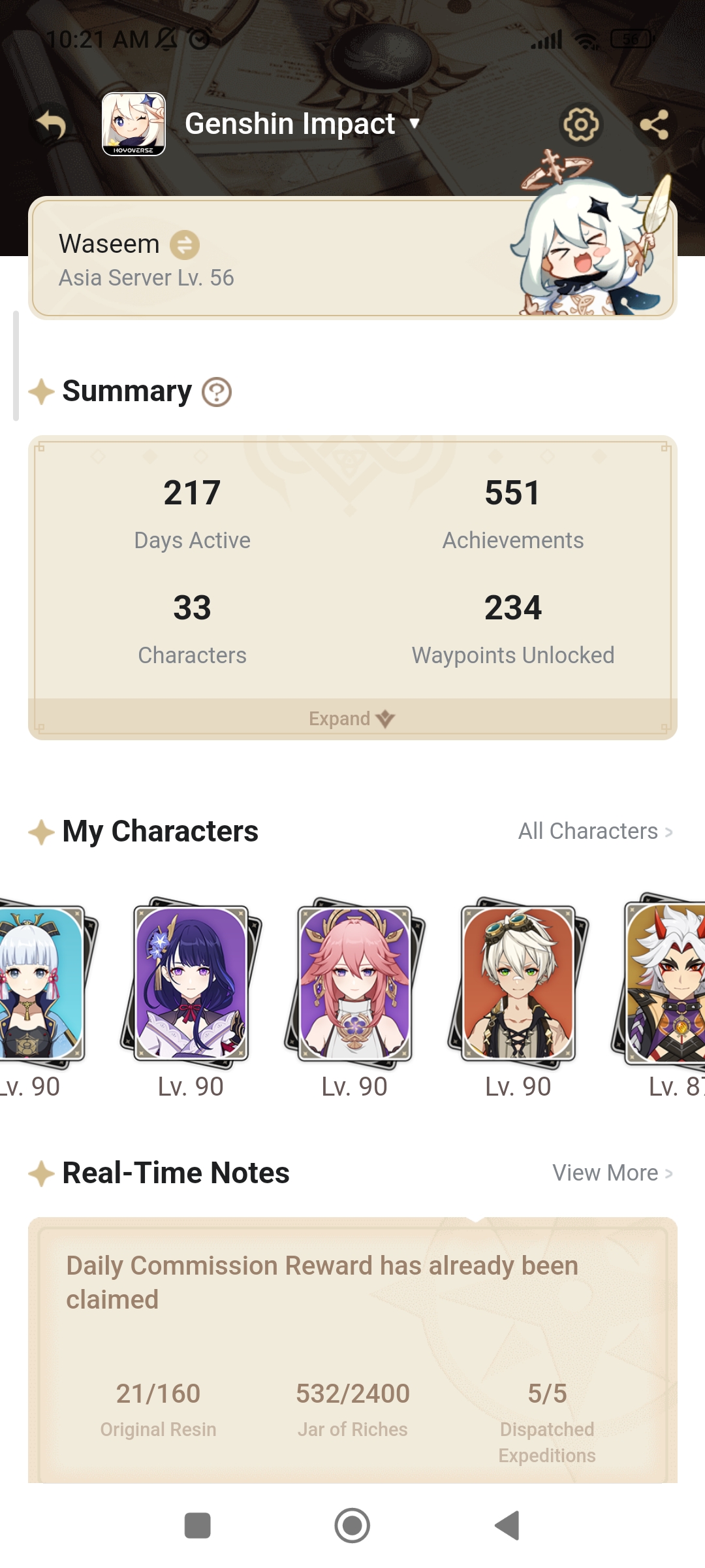 progress Genshin Impact | HoYoLAB