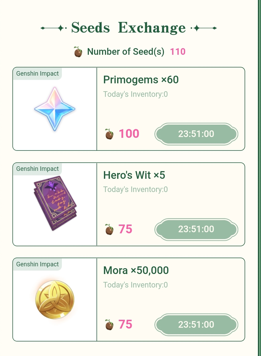 Seeds Exchange Genshin Impact | HoYoLAB