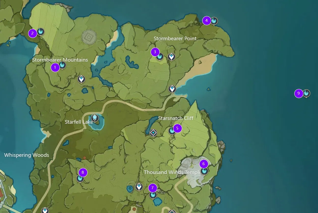 Anemoculus Collection Route: Starfall Valley Genshin Impact | HoYoLAB