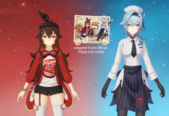 Amber & Eula Outfit Pizza Hut Genshin Impact | HoYoLAB