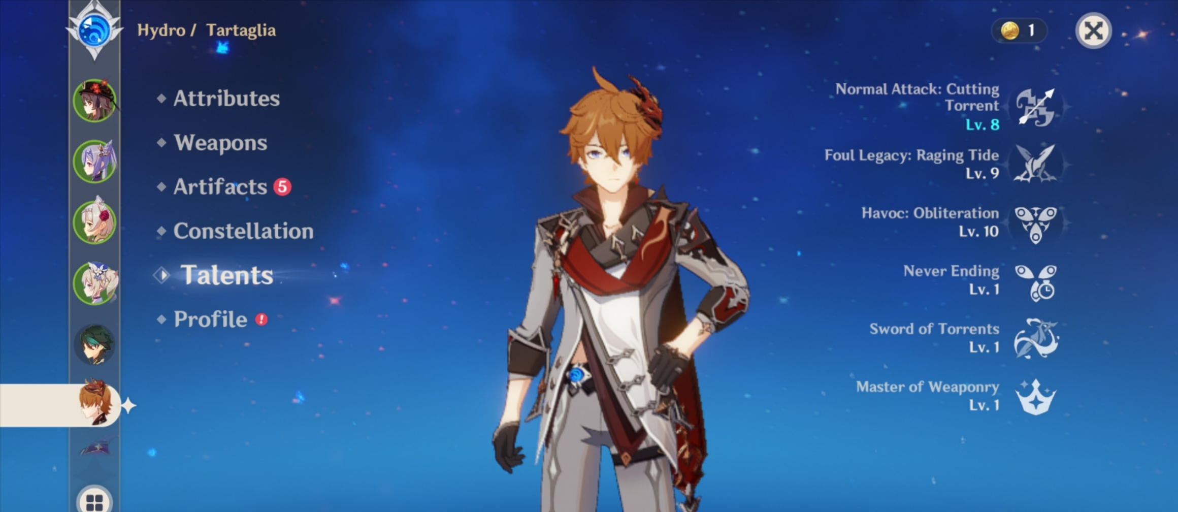 just started to build my Childe and look at the mora... Genshin Impact ...