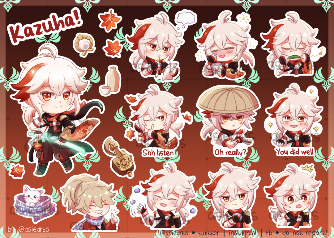 Kazuha Sticker Sheet! Genshin Impact | HoYoLAB