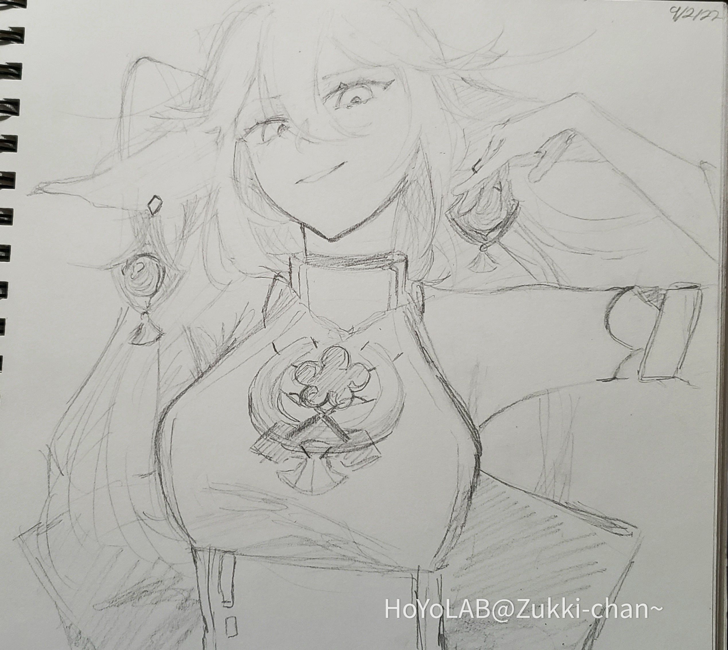 yae miko sketch - Late night doodles Genshin Impact | HoYoLAB