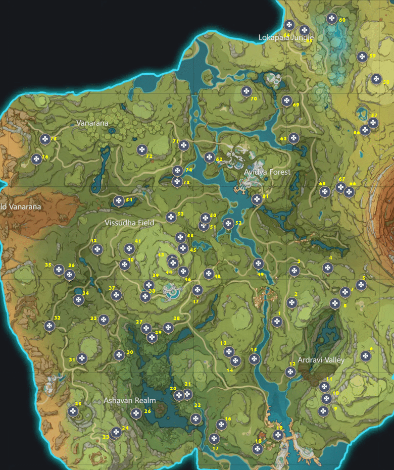 All 76 Aranara locations in Sumeru (With short movie)アランナラ全76箇所(動画付き ...