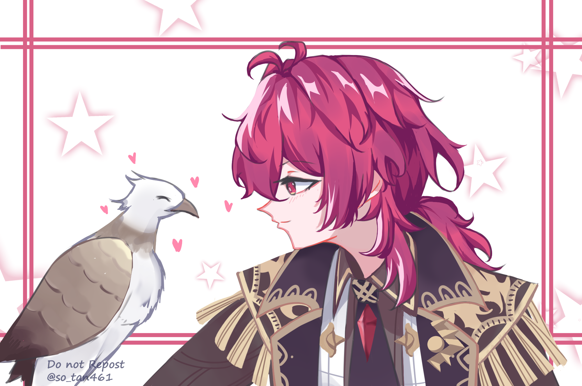 Diluc with his falcon! Genshin Impact | HoYoLAB