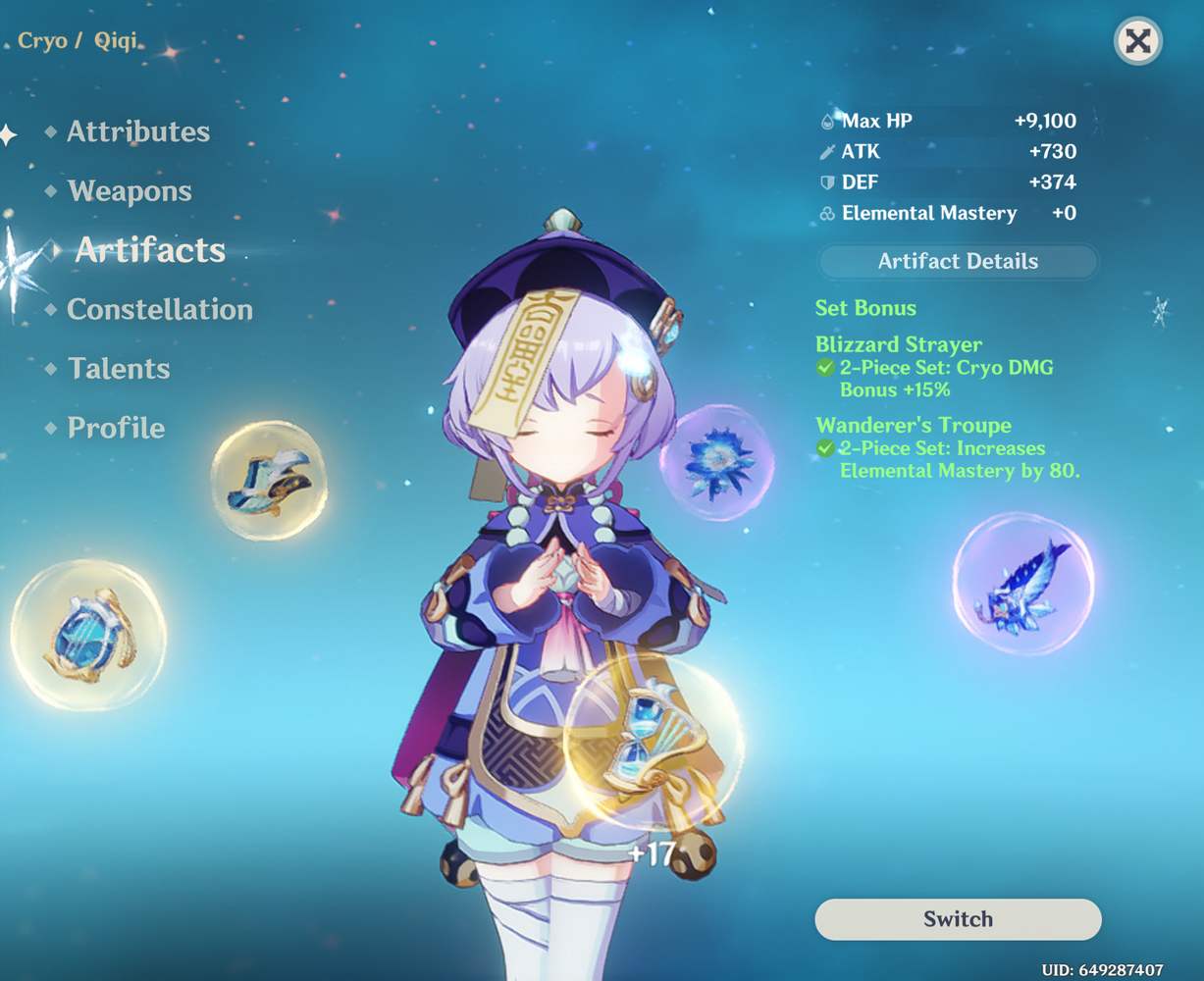 My artifacts on Qiqi Genshin Impact | HoYoLAB