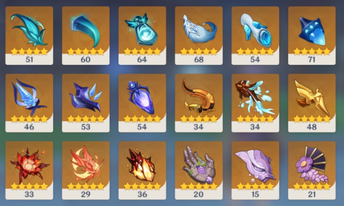 My stock of weekly boss drops Genshin Impact | HoYoLAB