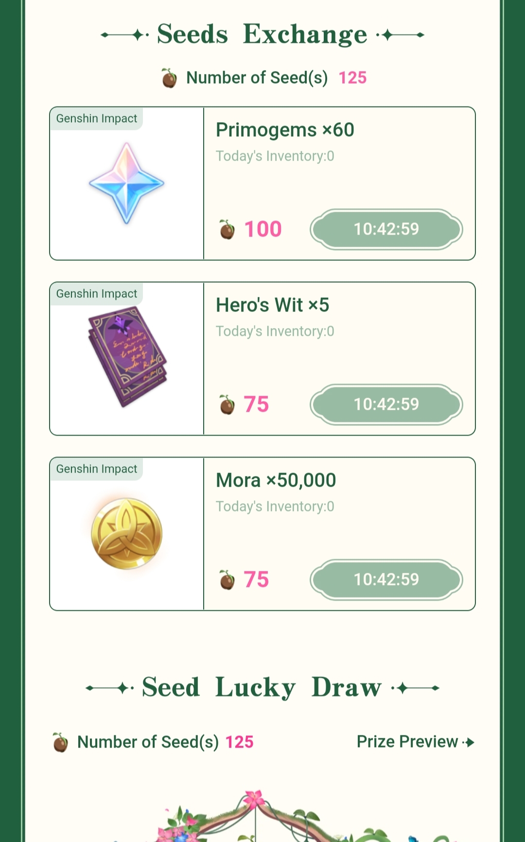 Seeds exchange Genshin Impact | HoYoLAB