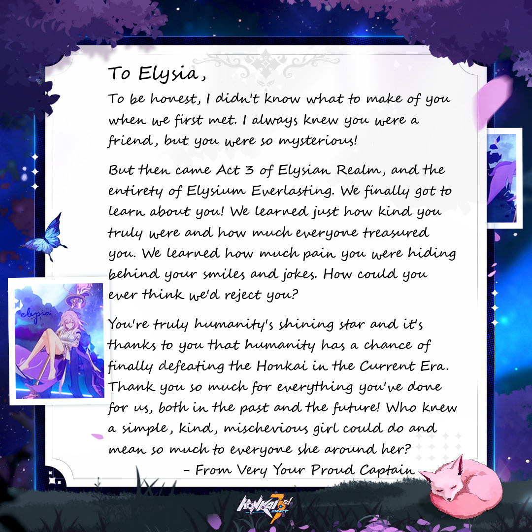 My Postcard to Elysia (in the style of the birthday letters)! Honkai Impact 3rd | HoYoLAB