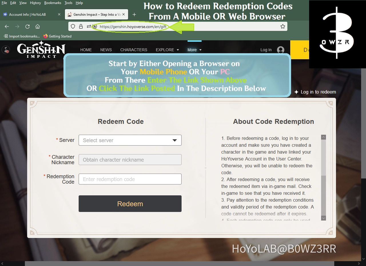 HOW TO REDEEM REDEMPTION CODES FROM A MOBILE OR WEB BROWSER! Genshin ...