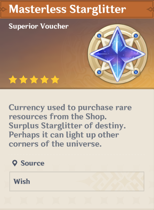 Masterless Starglitter. Genshin Impact | HoYoLAB
