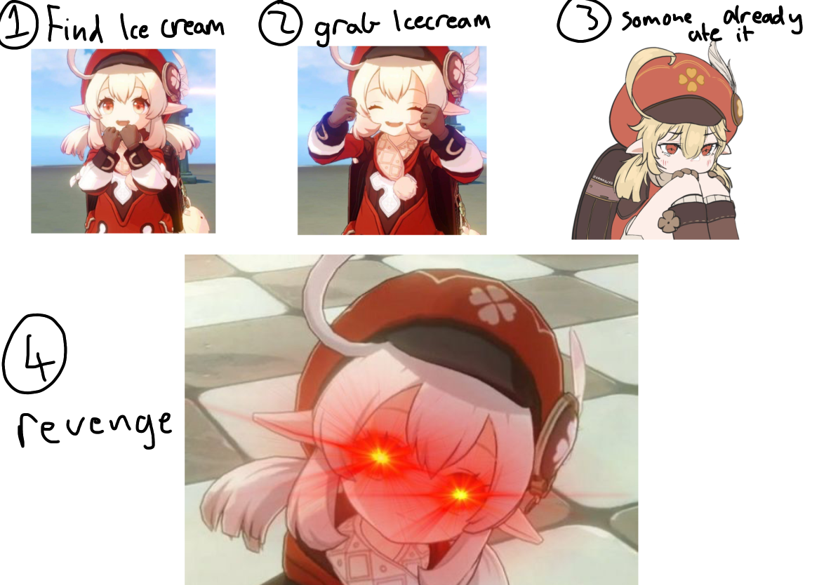 Steps when you find ice cream FT: Our pyro queen Klee ️‍🔥 Genshin ...