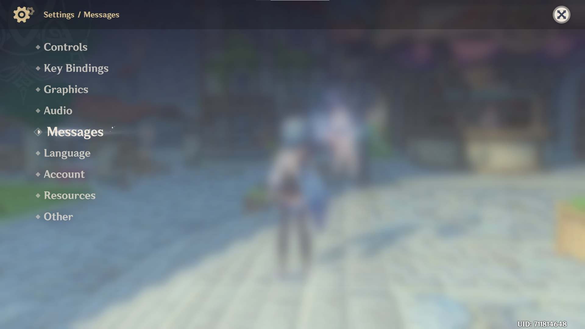 Messages settings tab. Genshin Impact | HoYoLAB