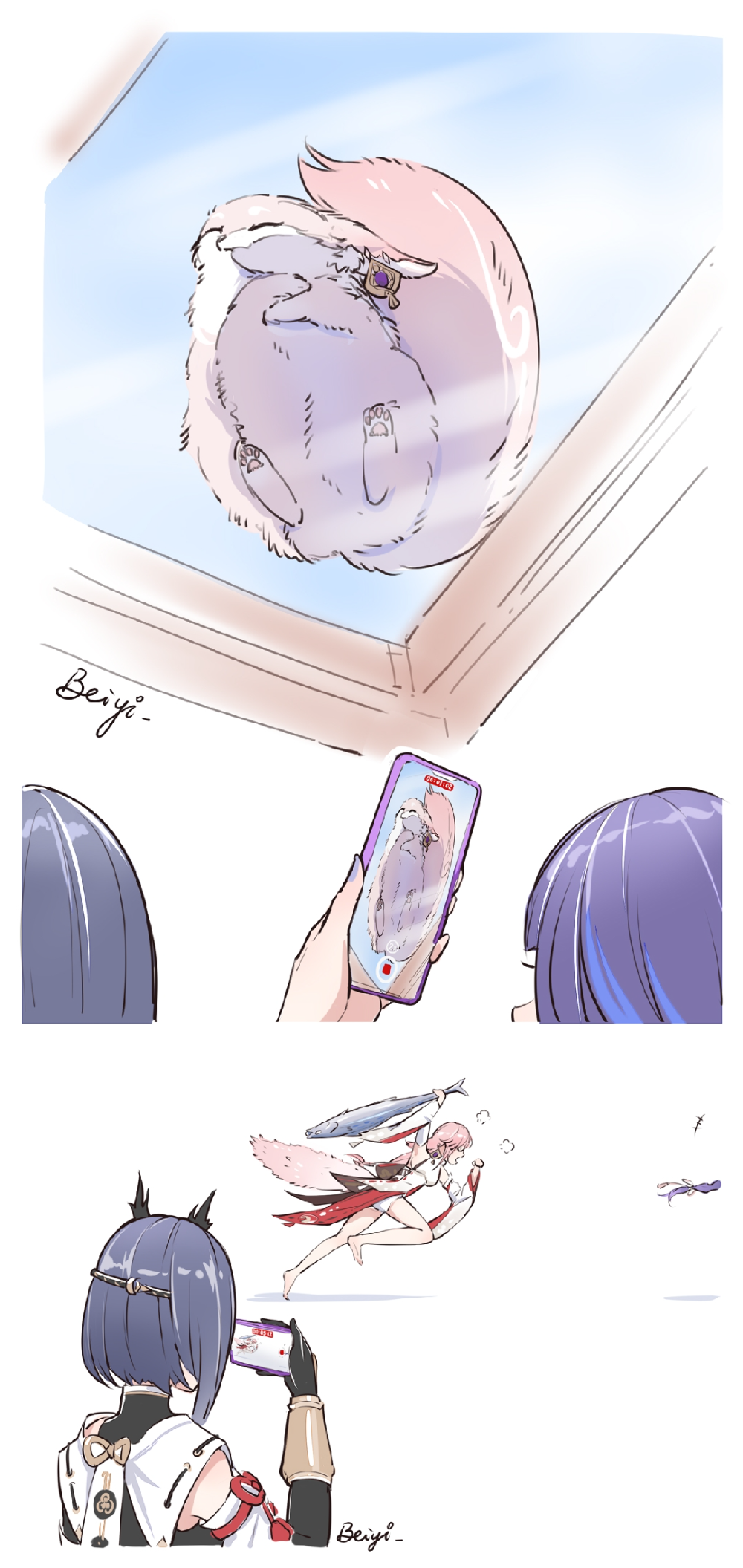 Miko on the roof Genshin Impact | HoYoLAB
