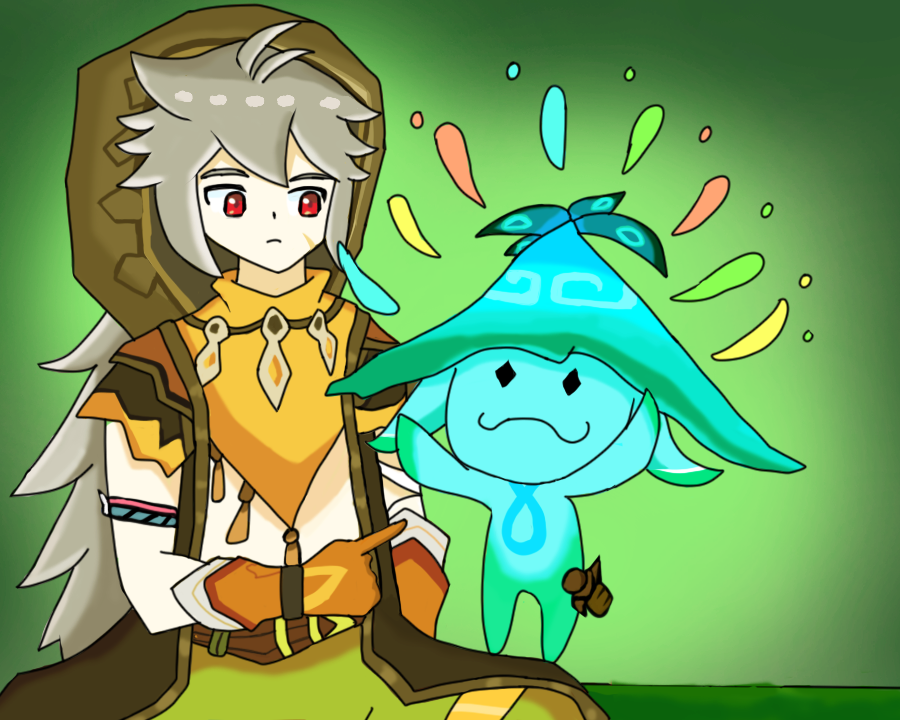 Nara Razor and a blue Aranara named Ararycan Fanart Genshin Impact ...