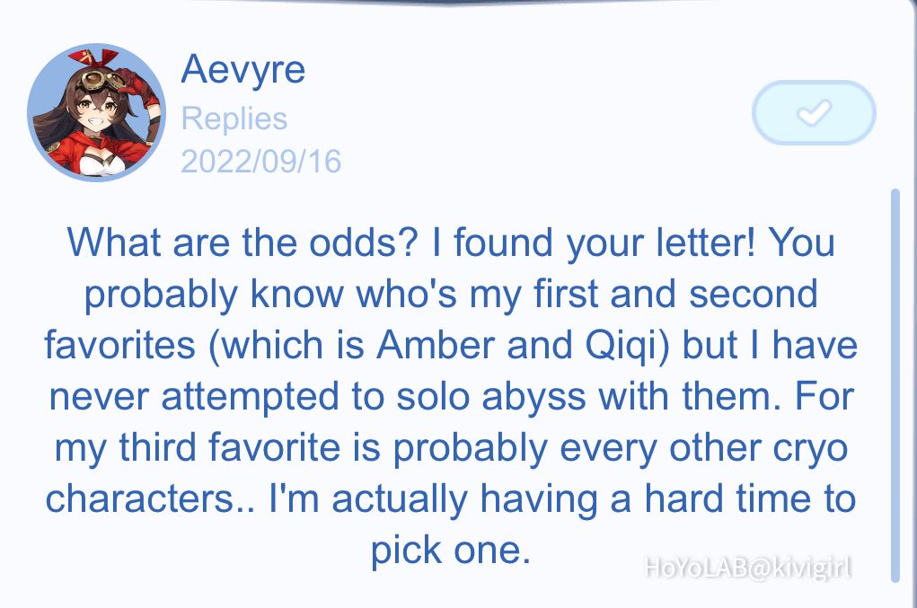 Thanks for the replys! | HoYoLAB