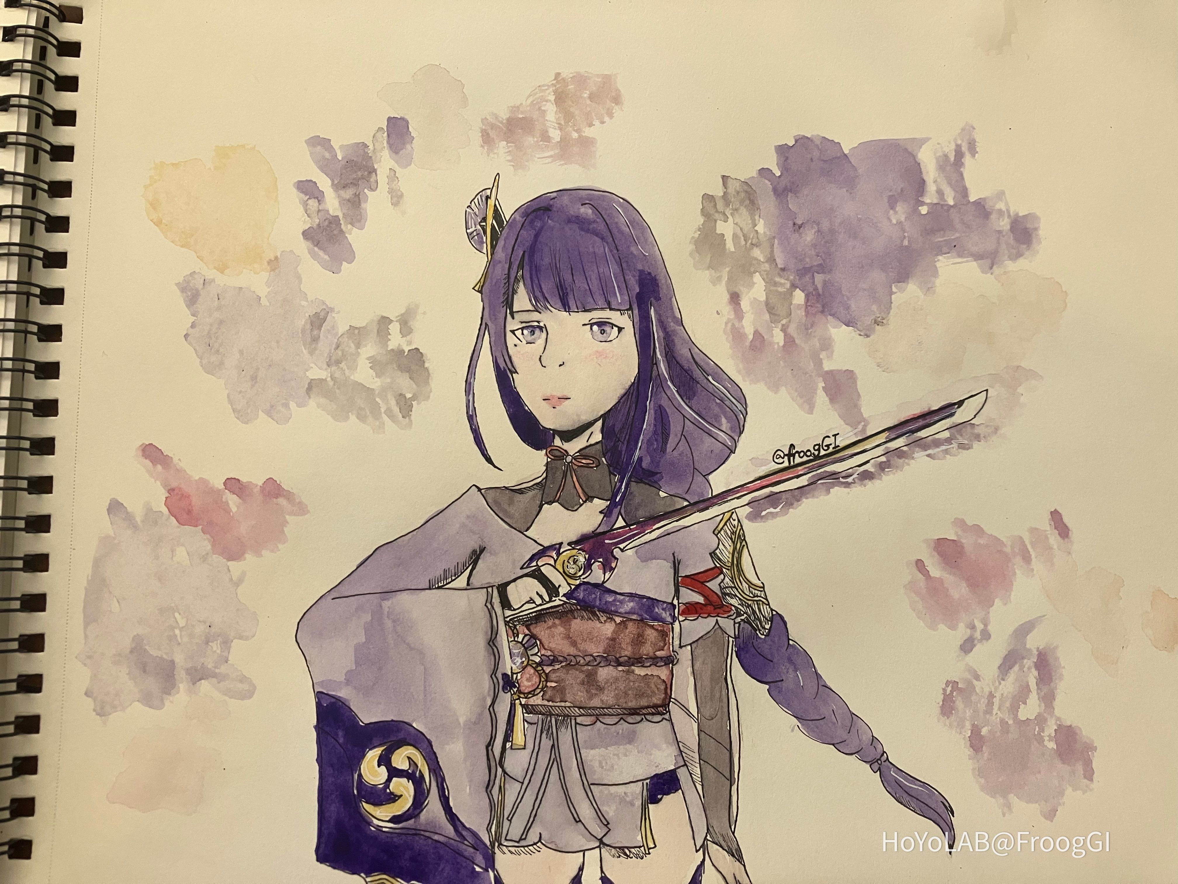 Raiden Shogun quick painting Genshin Impact | HoYoLAB