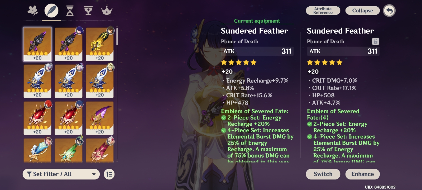 Raiden Shogun artifact comparison Genshin Impact | HoYoLAB