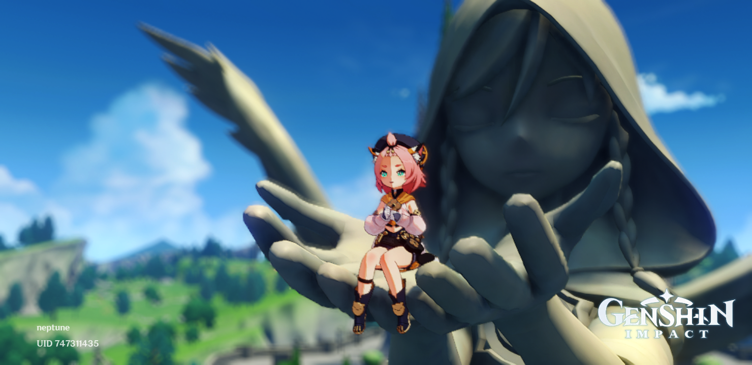 diona sitting on the anemo archon statue Genshin Impact | HoYoLAB
