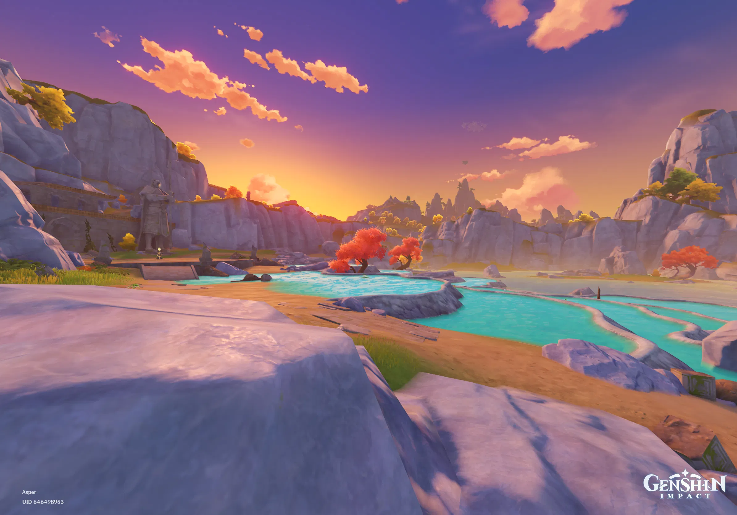 Luhua Pool during the sunset Genshin Impact | HoYoLAB