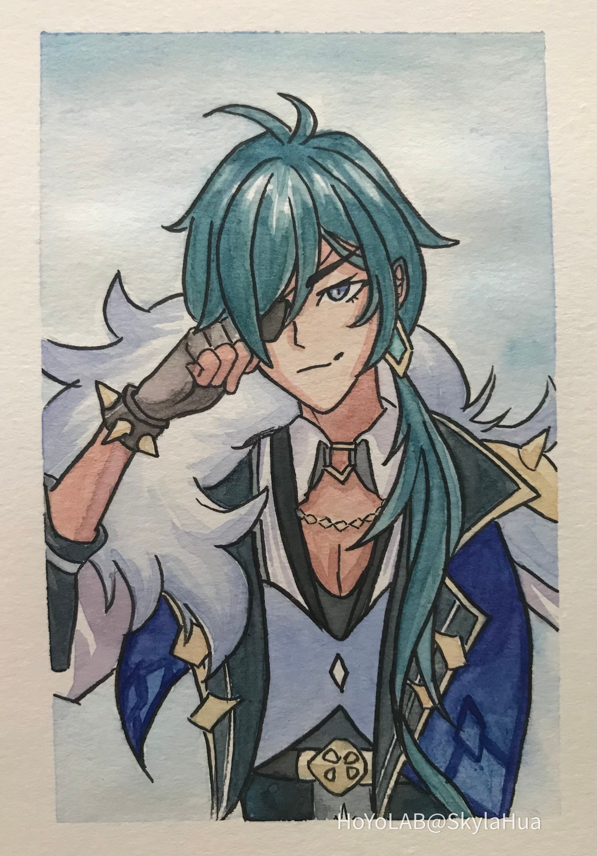 Daily Sketch(?) - Kaeya (colored) Genshin Impact | HoYoLAB